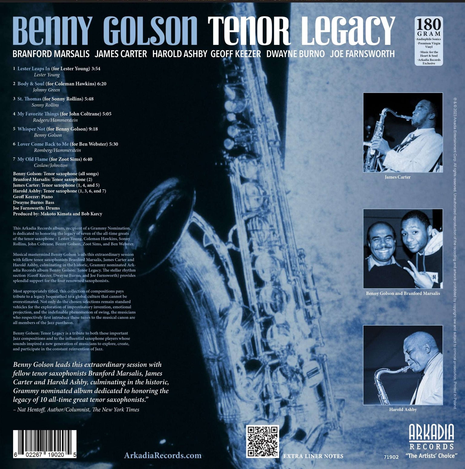 BENNY GOLSON - Tenor Legacy (Free U.S. Shipping) – Arkadia Records